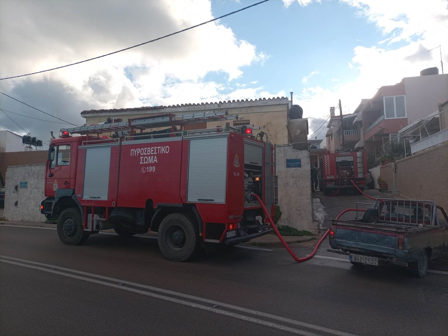 Πυρκαγιά σε διώροφη οικία στην περιοχή Αγ. Παρασκευής Καστέλου Χίου