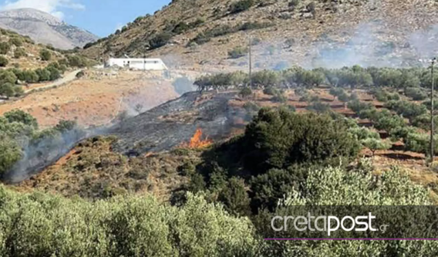 Πυρκαγιά στην περιοχή Αγία Παρασκευή του Δήμου Μινώα Πεδιάδος στην Κρήτη