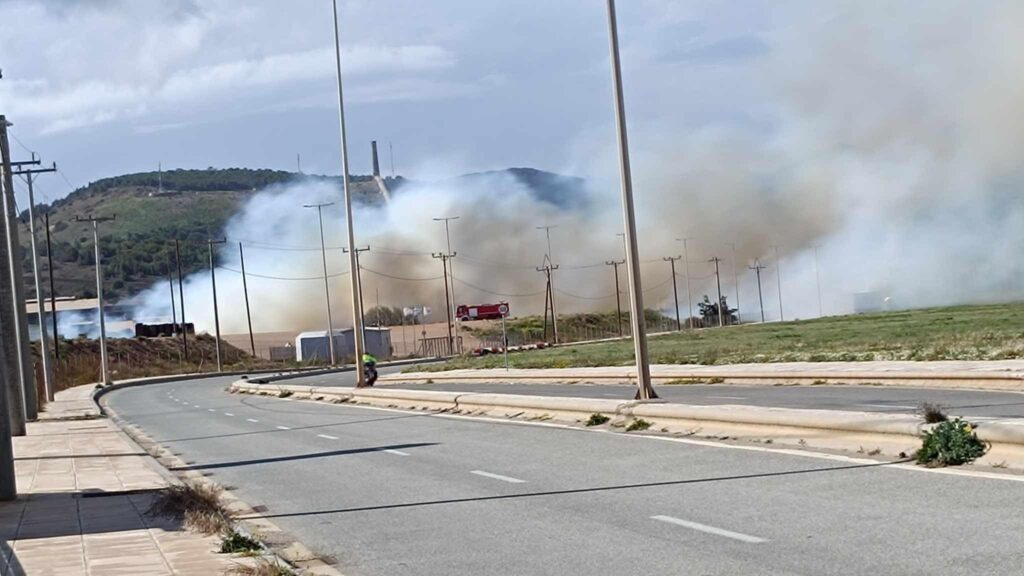 Πυρκαγιά σε χορτολιβαδική έκταση στο Λαύριο